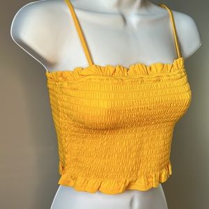 BCBGeneration | Tops | New Bcbgeneration Yellow Smocked Crop Top | Poshmark